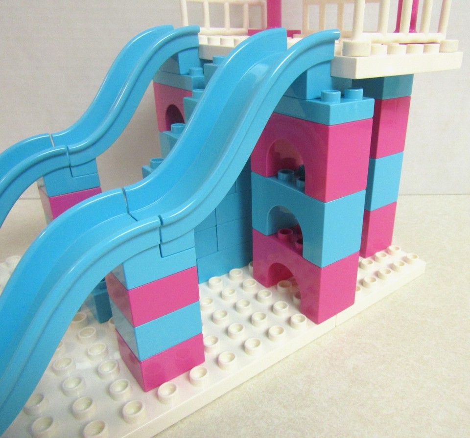 Lego DUPLO Playground Amusement Park Aqua Blue Double Slides with Steps ...