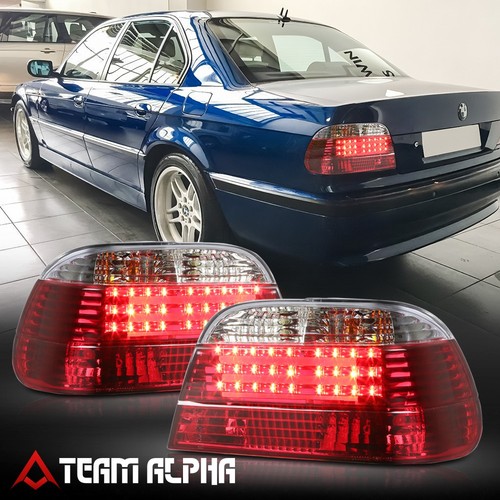 Fits 1995-2001 BMW E38 7-Series {EURO LED BAR} Red/Clear Brake Lamp ...