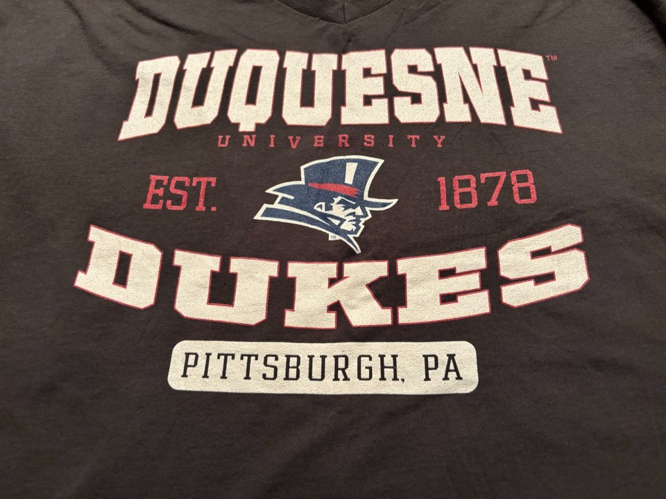 Unisex T Shirt District Threads "Duquesne Dukes" Gray 4XL V neck SS ...