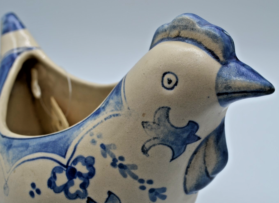 CBK Product Blue and White Hen Chicken wall pocket planter made in ...