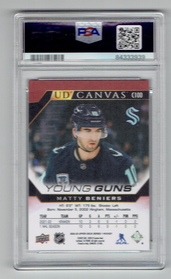 Matty Beniers 2022 Upper Deck Young Guns UD Canvas #C100 PSA 9 Mint | eBay