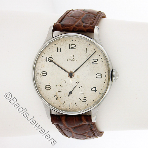 1940's Vintage Omega Jumbo 35mm Stainless Steel Mechanical Wrist Watch ...