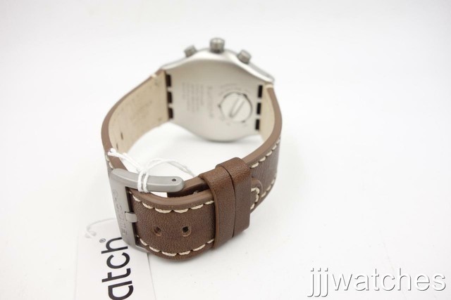 Swatch Watch Mens Irony Chrono 43 mm Rhum YVS455 Steel Leather Vintage ...