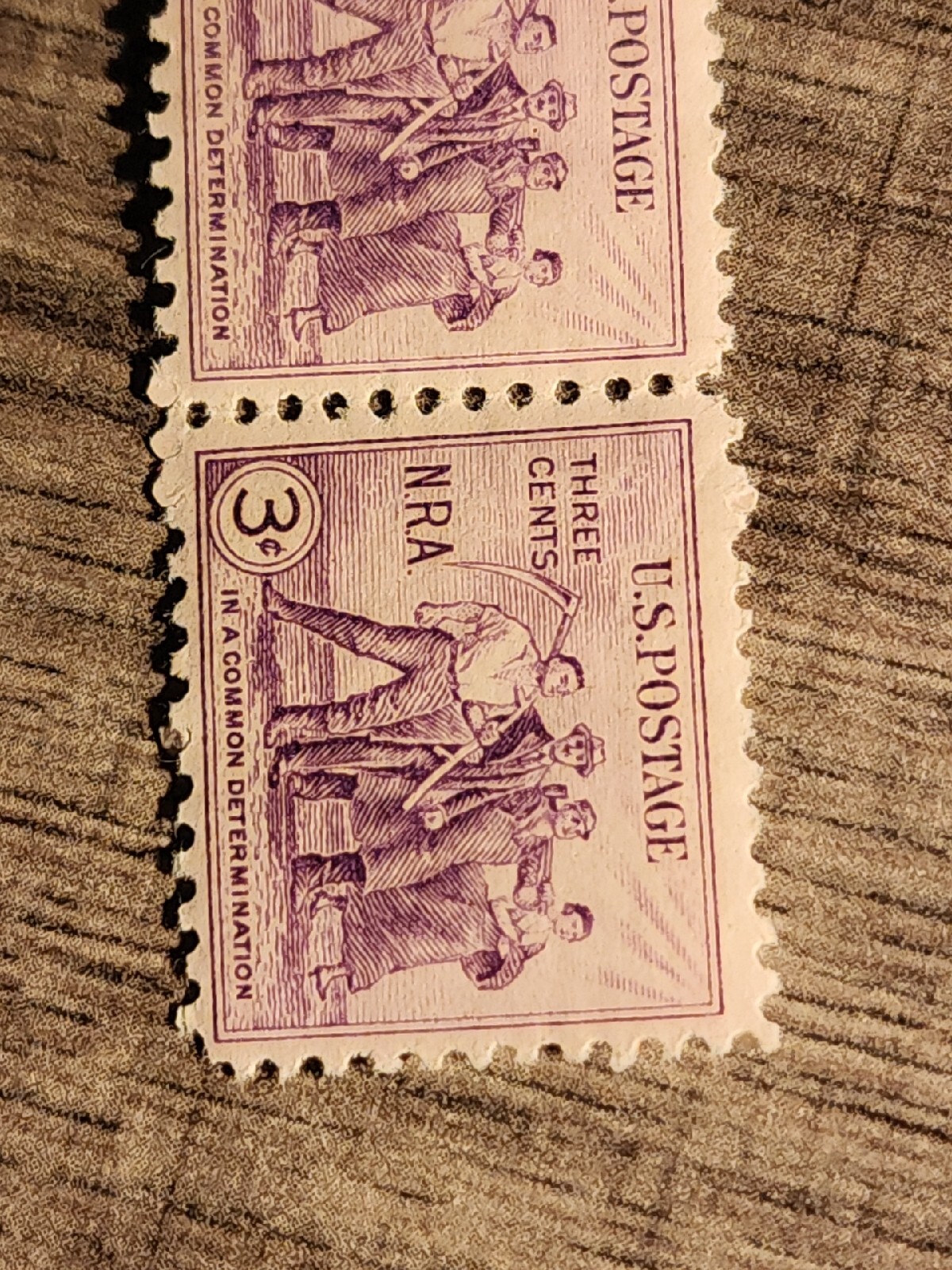 U.S. Unused Pair Scott# 732 3c NRA, In A Common Determination Stamp ...