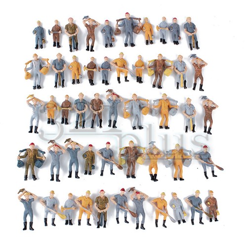50 pcs. O Scale Figures Construction Worker Miniatures Plastic O Gauge ...