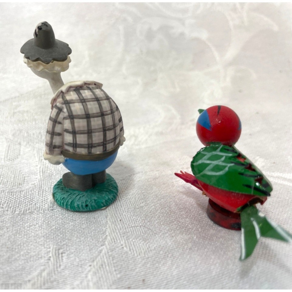 Miniature Bobble Heads Resin Scare Crow Wooden Red Bird Head Wings ...