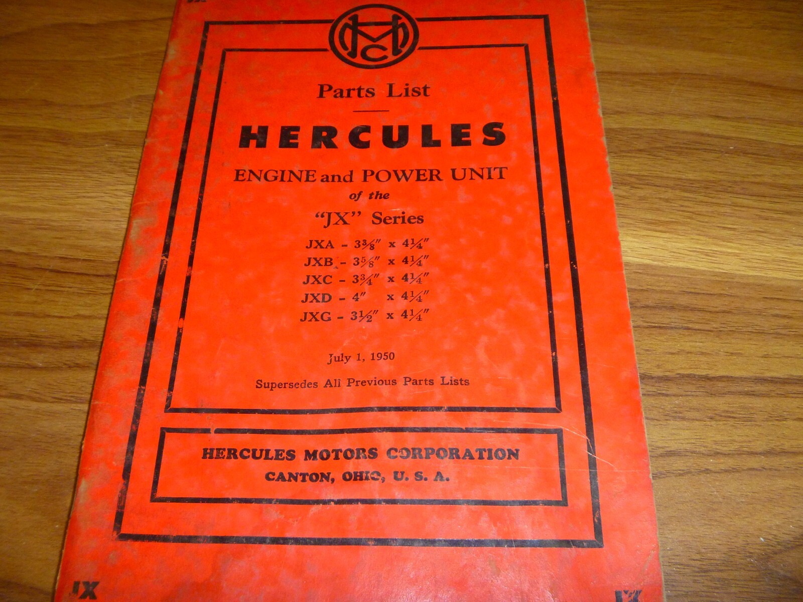 Hercules JXA JXB JXC JXD JXG Engine & Power Unit Parts Catalog Manual ...