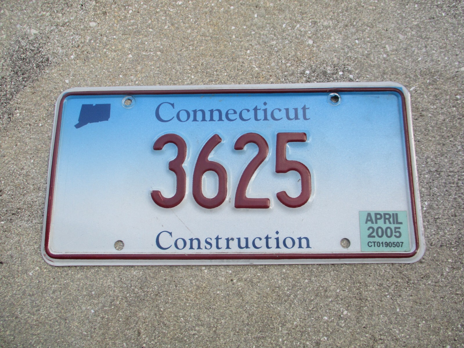 Connecticut 2005 Construction license plate # 3625 | eBay