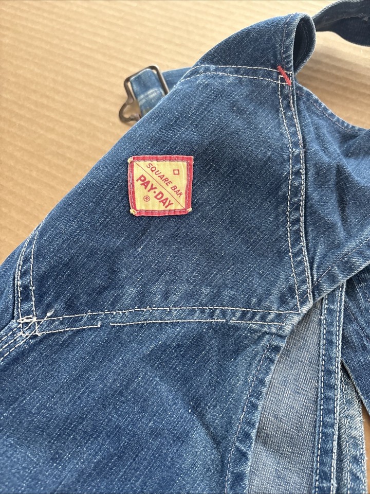 VINTAGE 50s Pay Day Union Made Sanforized Square Bak JC Penny Bib ...