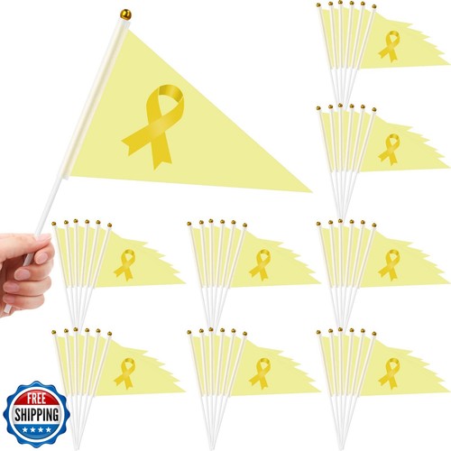Remagr 50 Pcs Childhood Cancer Awareness Handheld Flags Mini Yellow ...