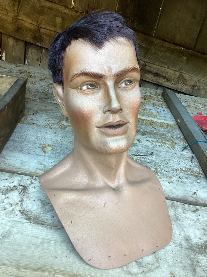 Vintage German British Male Soldier Mannequin Head ww1 ww2 helmet model ...