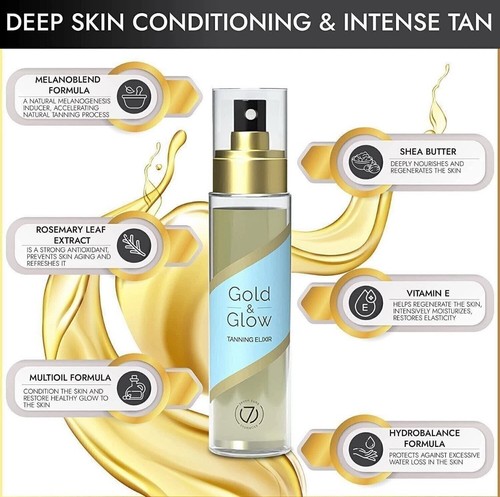 7 Suns Cosmetics Tanning Oil - Gold & Glow 300x Tanning Accelerator Dry ...