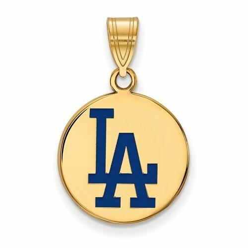 SS Gold-plated LA Dodgers Medium Enameled Disc Pendant | eBay