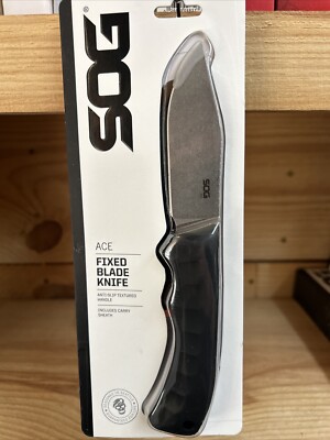 SOG Ace Field Fixed Blade Knife- Full Tang 3.8 Inch Clip Point Blade ...