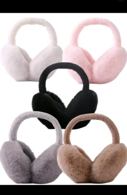 Women Ear Muffs Winter Girls White Earmuffs Fuzzy Kids Black Ear Muff ...