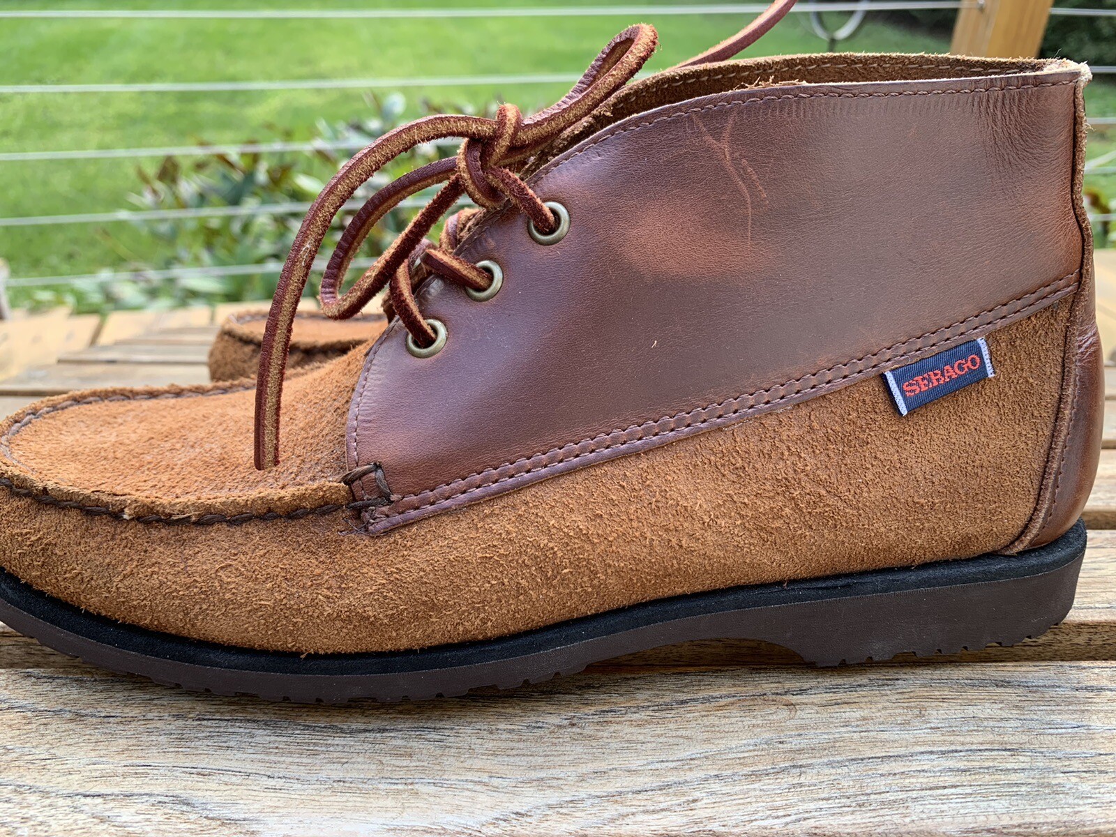 NEW Sebago Ankle Boots Grandeur Brown Leather Suede Canoe Moccasins Men ...