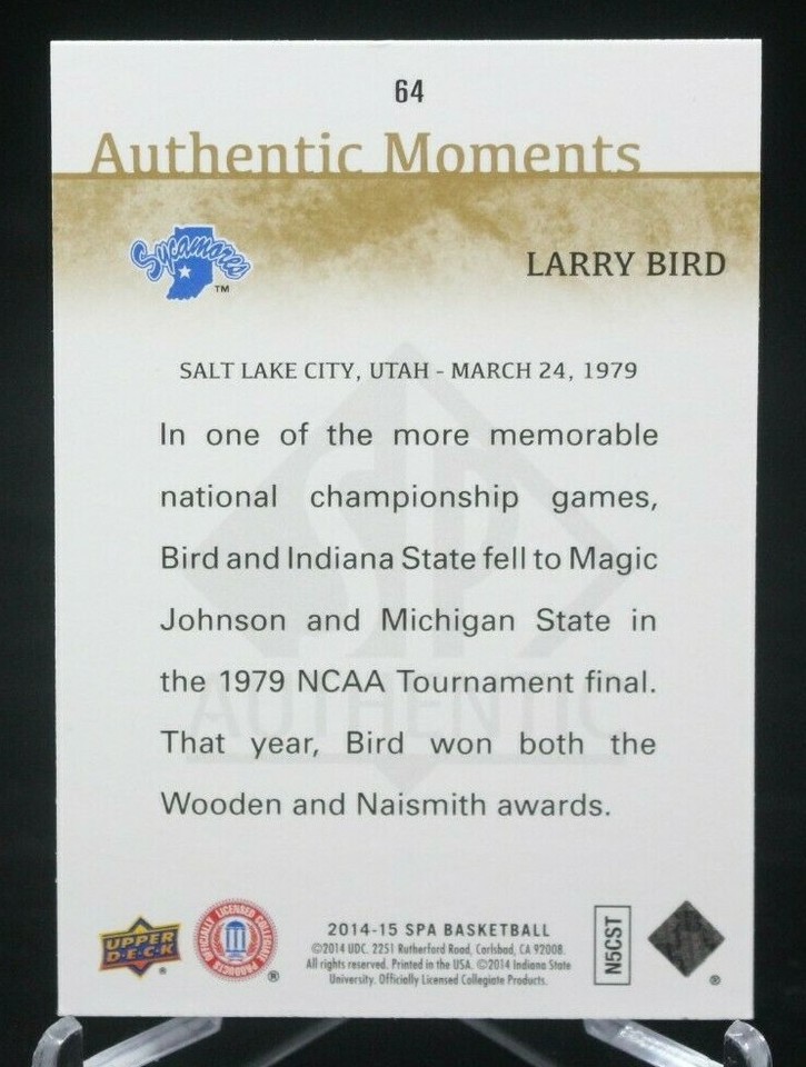 2014-15 SP Authentic Larry Bird Indiana State Sycamores Authentic ...