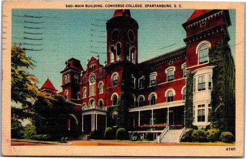 Main Building, Converse College, Spartanburg SC c1945 Vintage Postcard ...