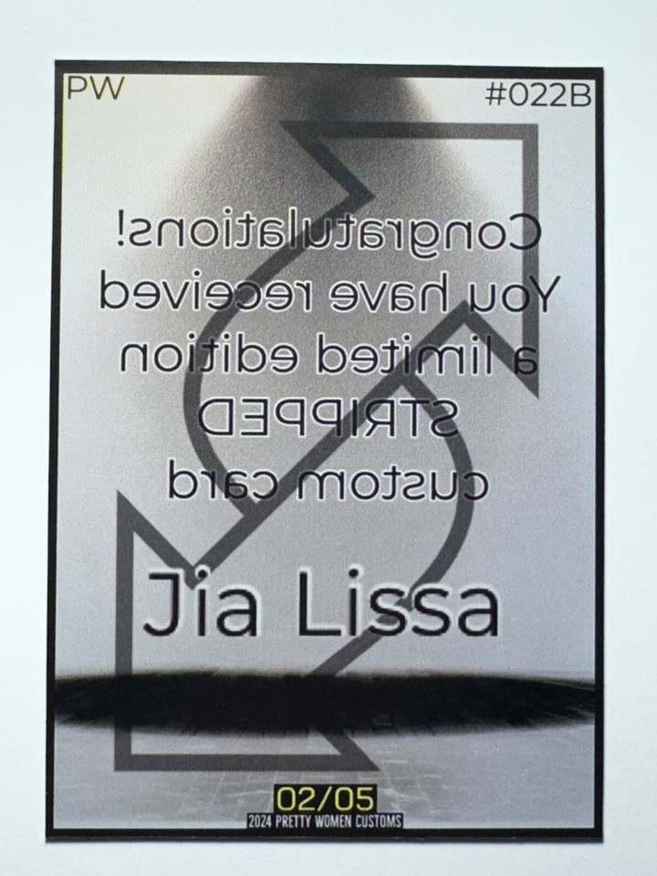 Jia Lissa 2024 PW Custom Card #22B Stripped (Reversed) #05 /05 | eBay