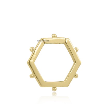 14K Yellow Gold Hexagon Lock, Hexagon Dotted Lock, Wholesale Charm Lock ...