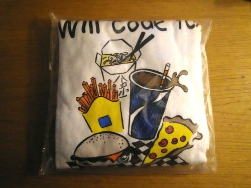 "Will Code For Food" Mens Large T-shirt 100% Heavyweight Cotton | eBay