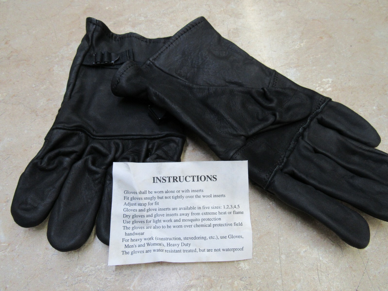 US GI Black Leather D3A Gloves Shell Military Light Duty 1997 Dated ...