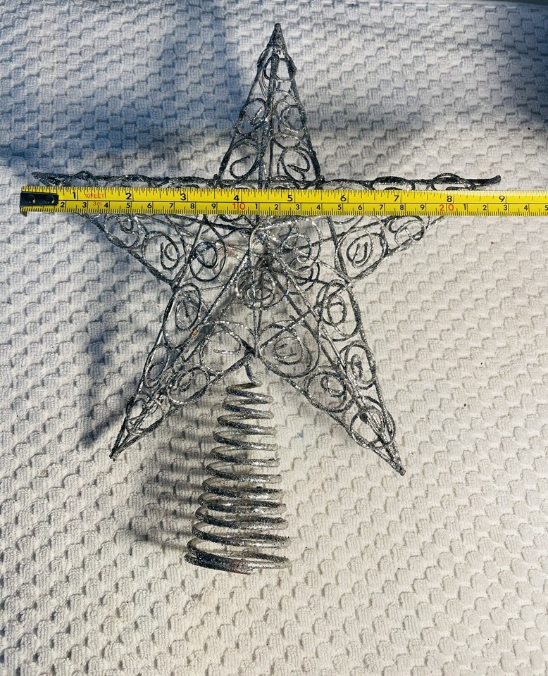 Christmas Holiday Silver Glitter Swirl Metal Star Tree Topper | eBay