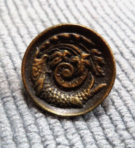 Vintage Antique Brass Picture Button SEA CREATURE | eBay