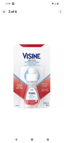 6 Pack Visine Red Eye HYDRATING COMFORT Eye Drops .28 Fl Oz Ea. EXP 4/ ...
