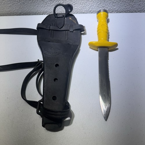 VINTAGE SPORTSWAYS 7-1/4 FIXED BLADE Serrated SCUBA-DIVING KNIFE WITH ...