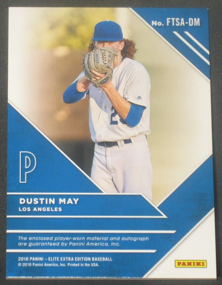 Dustin May 2016 Panini Elite Autograph Jersey Rookie (67/199) Los ...