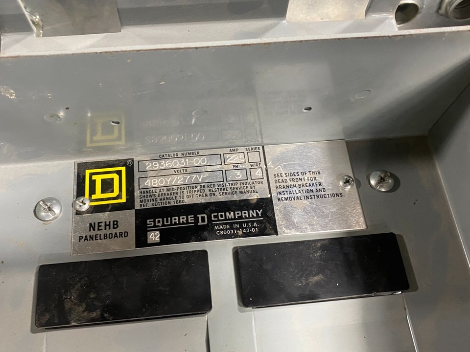 Square D NEHB Panelboard 225A 3PH 480Y/277V Type 1 Encl 4W 42 Space CAN ...