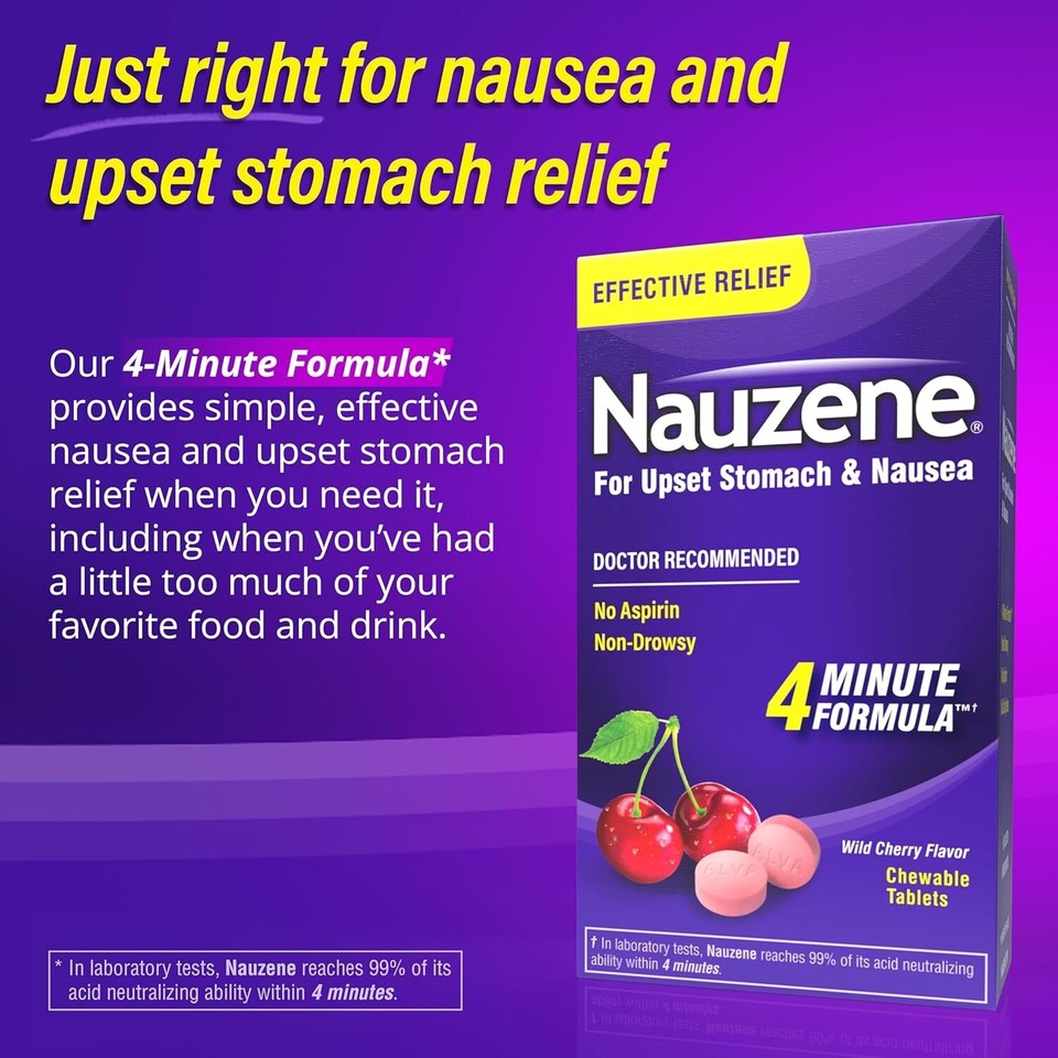 Nauzene Nausea Relief Chewable Tablets Wild Cherry Flavor, 42 Ct | eBay