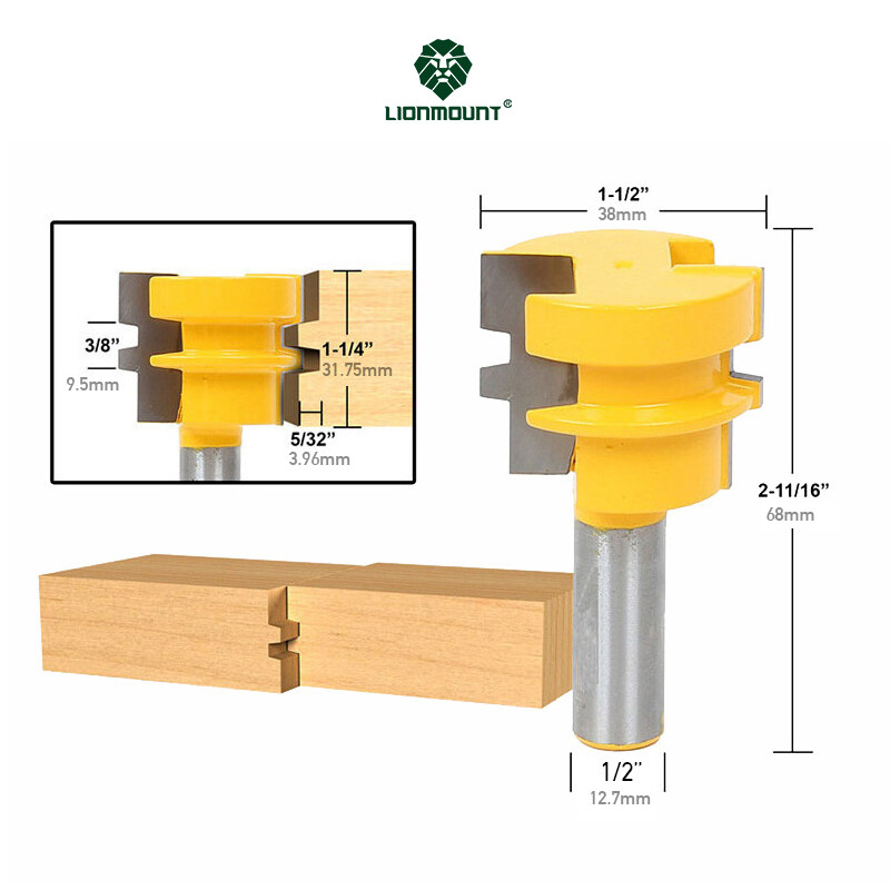 Lock Miter 1/2"(12.7mm) Shank Router Bit Tenon Joint Woodworking Cutter ...