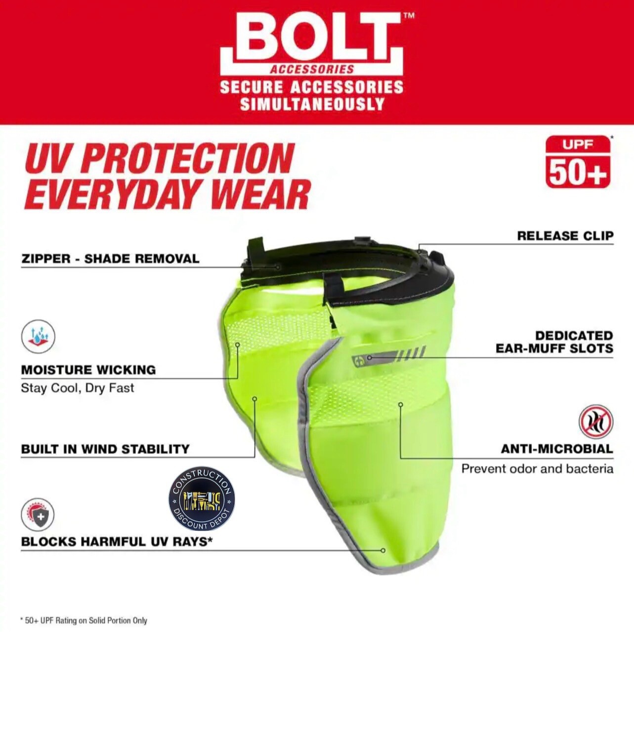 Milwaukee Bolt High Vis Sun Visor With Sunshade UV Protection Model 48 ...