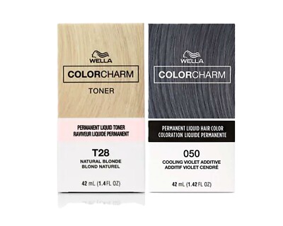 Wella Colour Charm Hair Toner - T28 Natural Blonde & 050 Cooling Violet ...