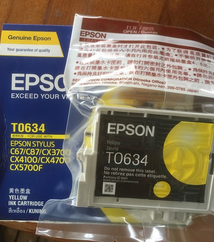 2 x Genuine Epson T0634 Yellow Printer Ink Cartridges . No Box. NEW ...
