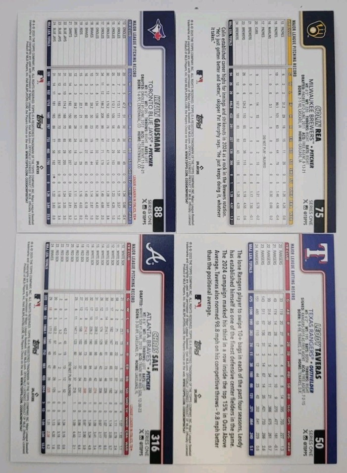 2025 Topps S1 Topps Foil Pattern Parallel 4 Card Lot Sale Rea Gausman ...