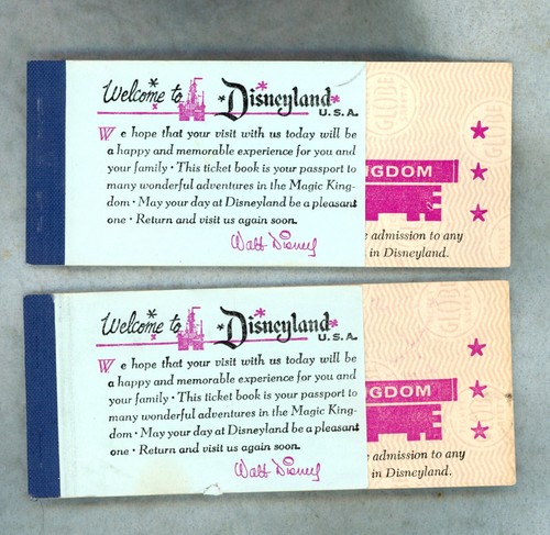 (2) 1960's~DISNEYLAND COURTESY GUEST TICKET BOOKS~5 ADVENTURES ~NO ...