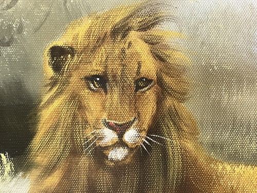 VTG Lion Painting Signed ERBCO Gallery 15" X 13" | eBay