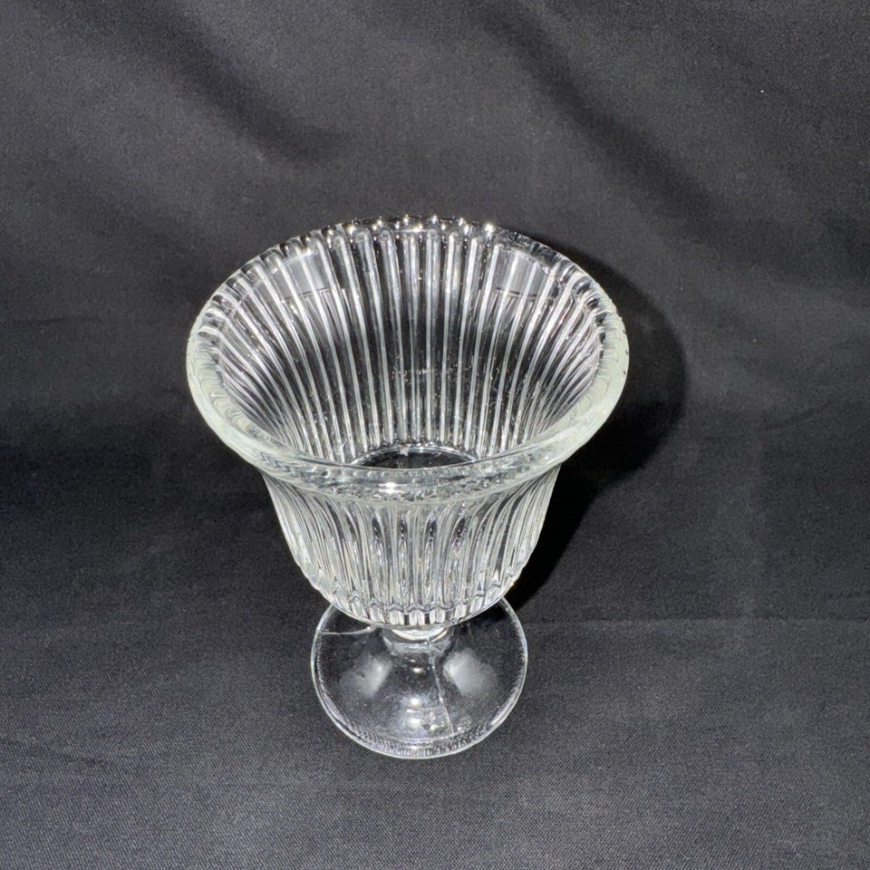 Reflections Votive Holder Crystal Clear Footed Ribbed Indiana Glass USA ...