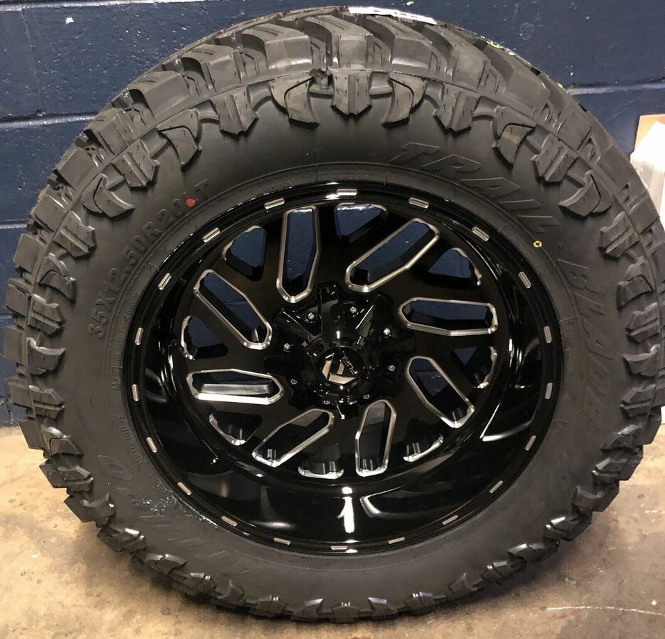 4) 20x10 Fuel D581 Triton Black Wheels 35" Atturo MT Tires 5x5 Jeep ...