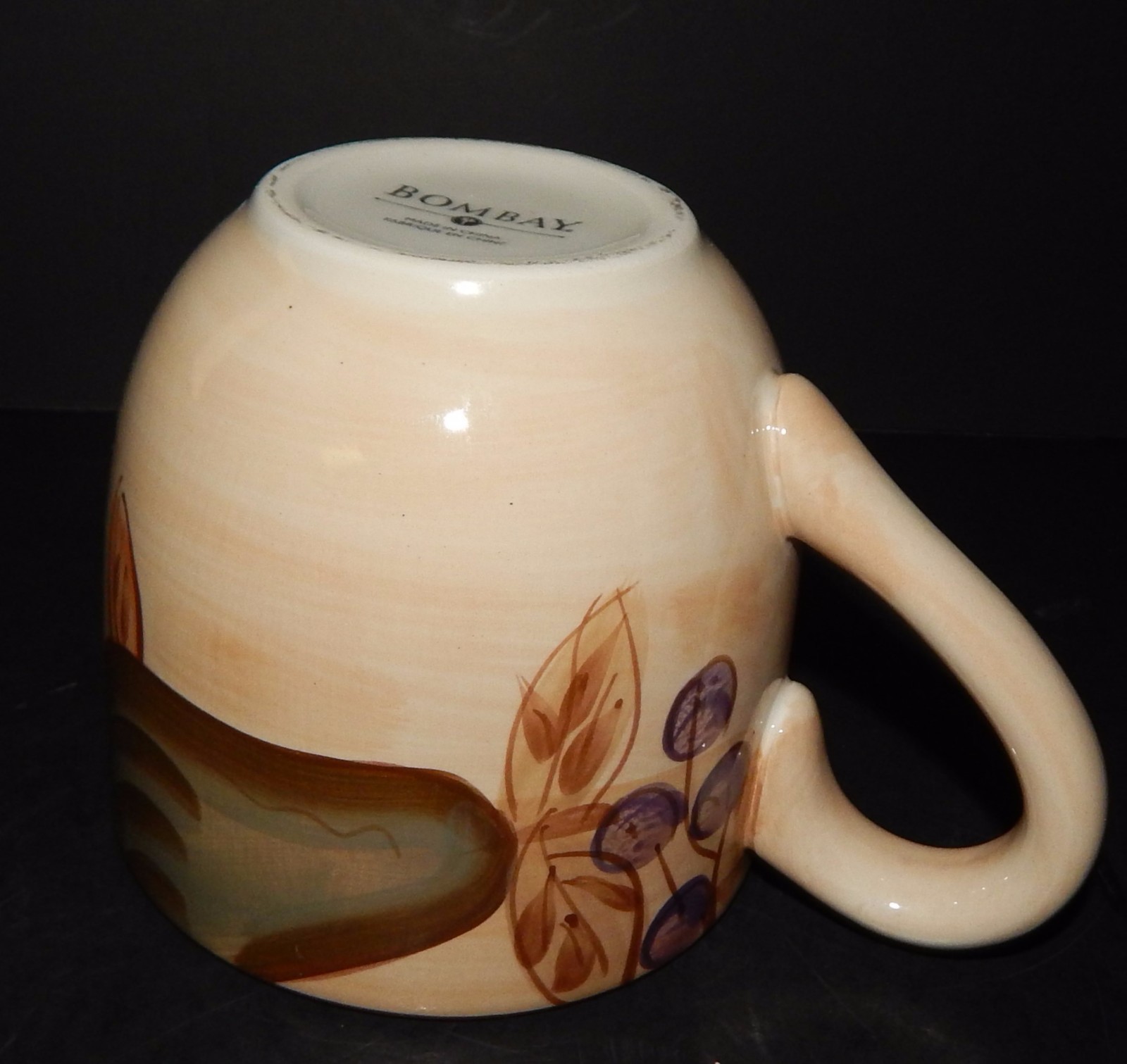 2 Bombay BMA30 Big Coffee Tea Mugs Cups Fruit Leaves Brown Tan Rim ...