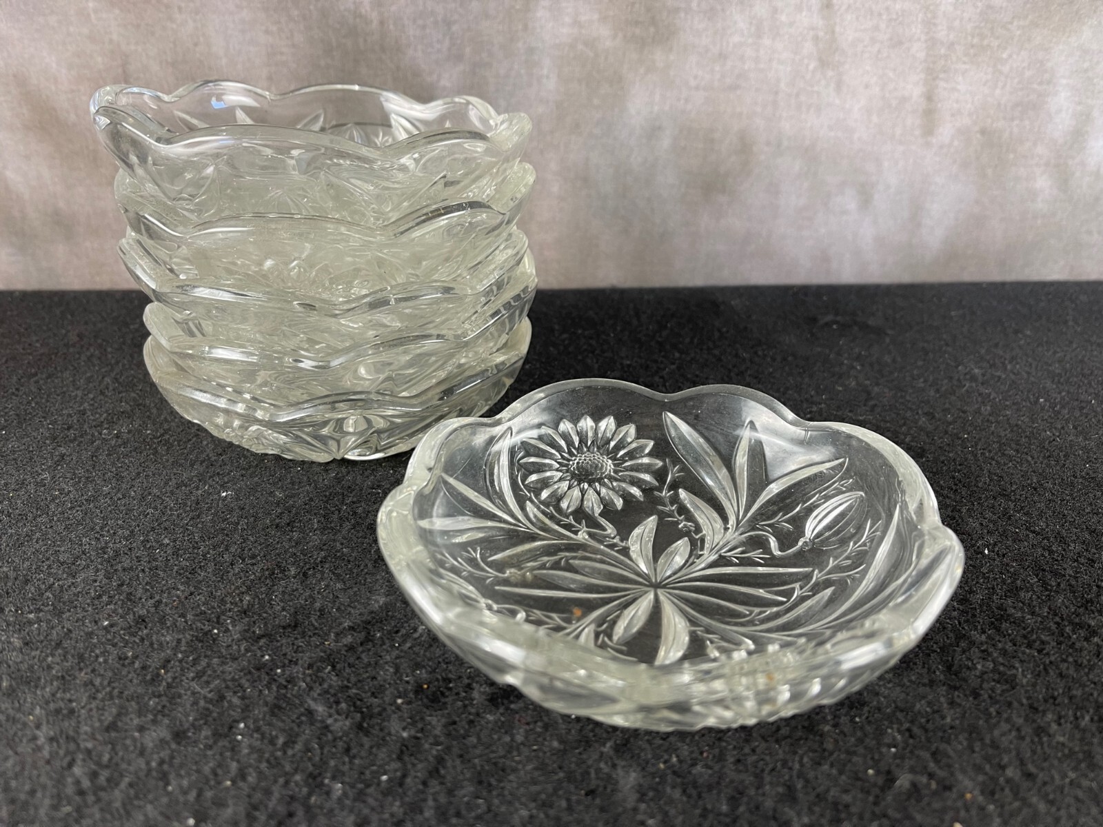 Set of 6 Vintage Cut Crystal Sunflower Design Small Crystal Dishes | eBay