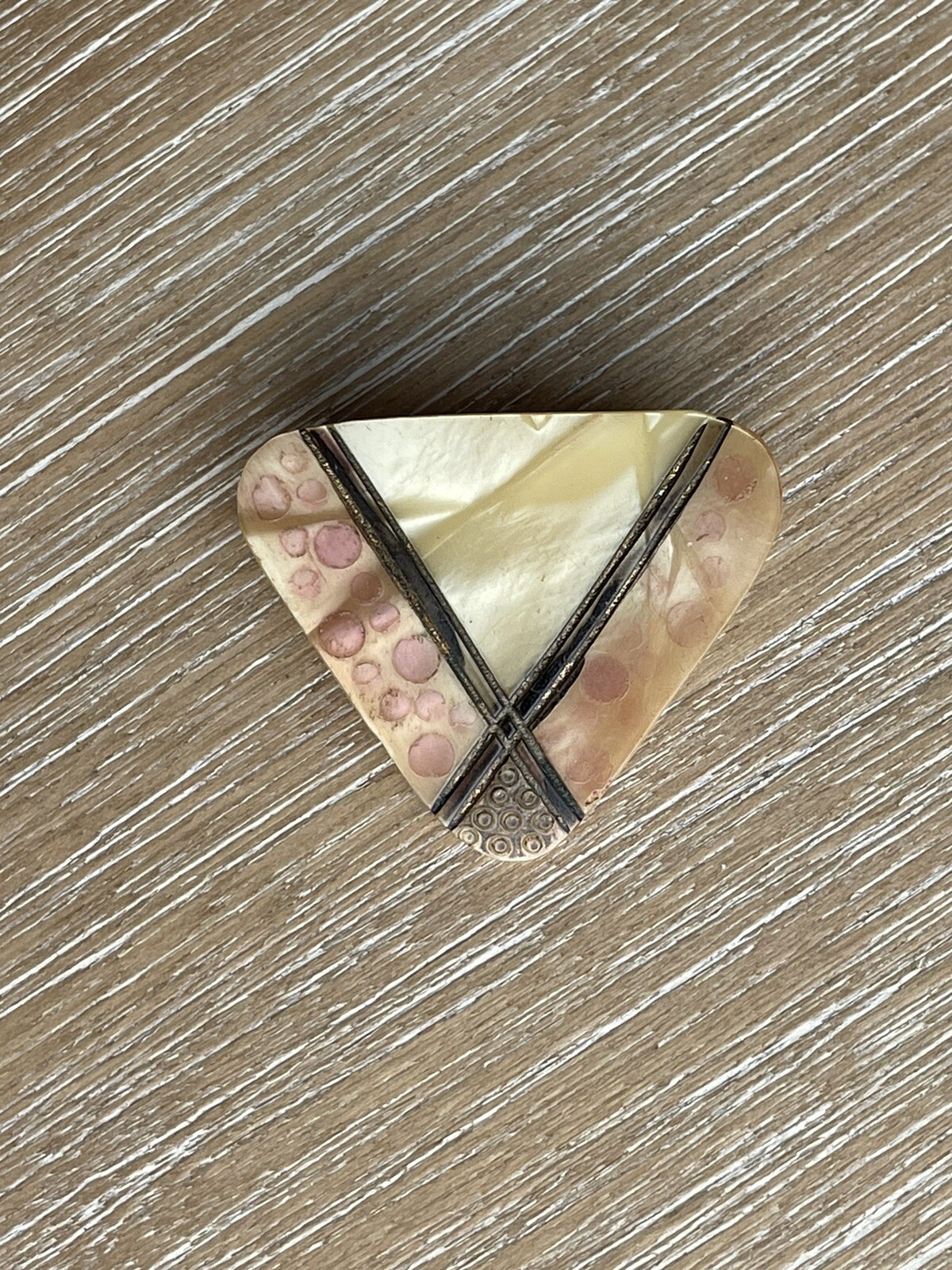 OLD Vintage Early Retro Plastic Triangle Brooch. … - Gem