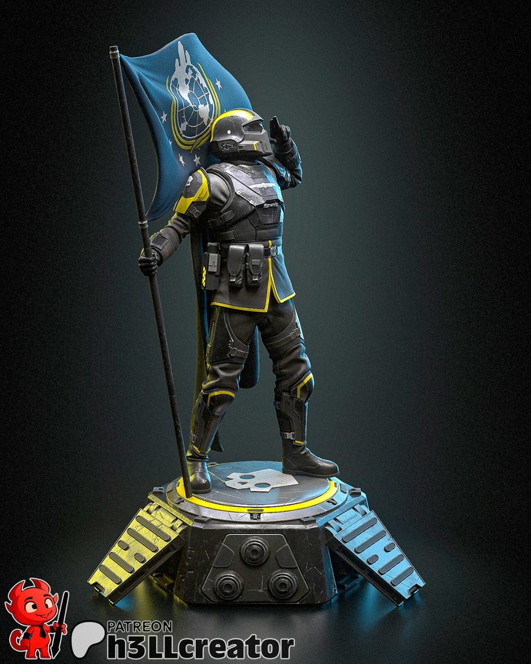 Helldivers 3d Printed Figure - Galactic Marine Collectible Statue ...