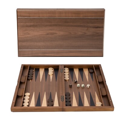 21" Large Wood Backgammon Board Game Set.Inlay Double Stripe Board w ...