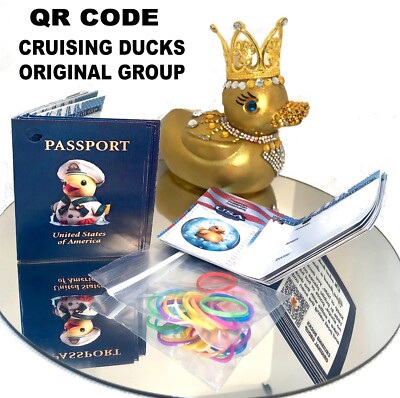 50 CRUISING DUCKS PASSPORTS TAGS LABELS WITH RUBBER BANDS & SCAN CODE 2 ...
