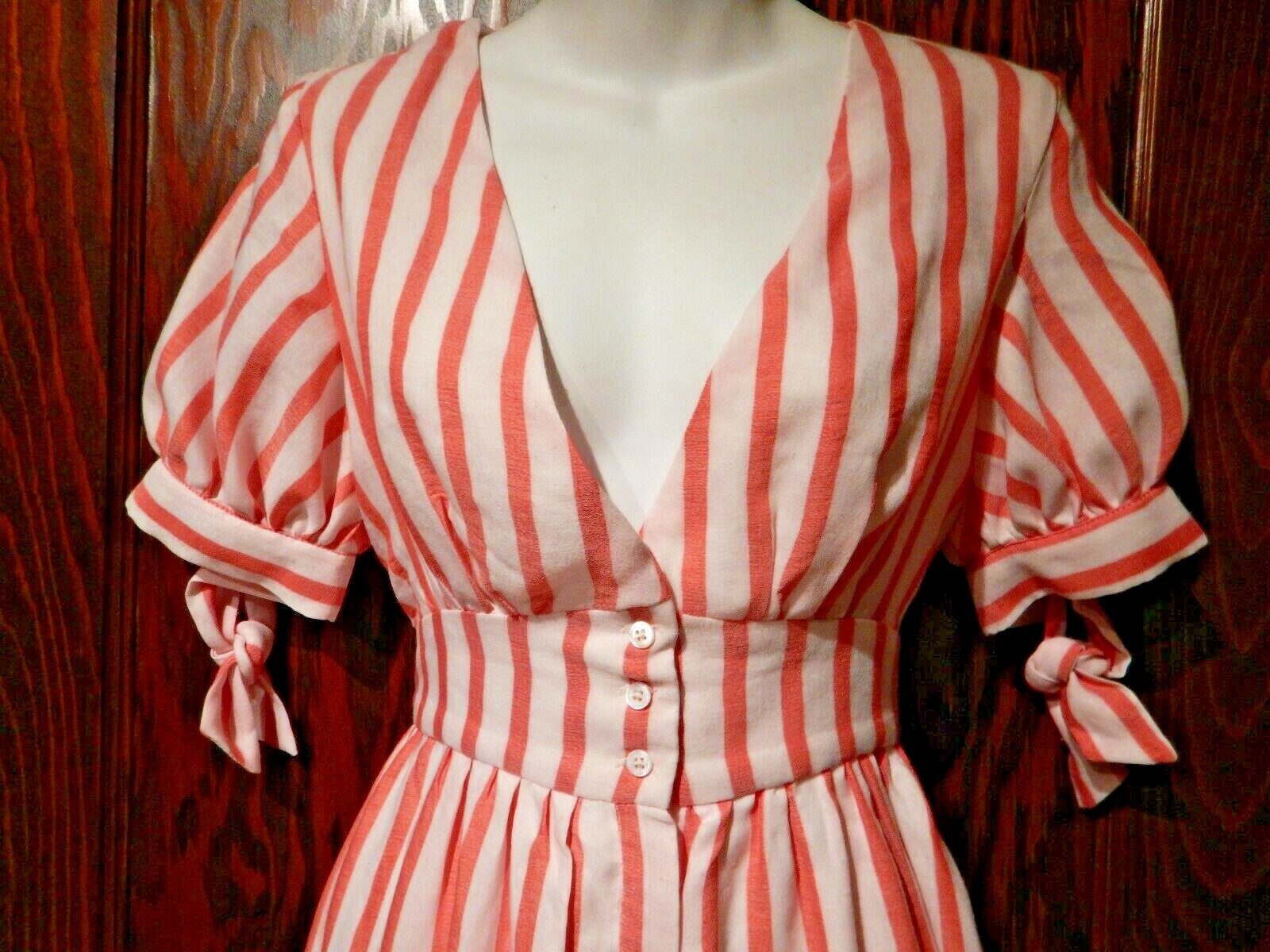 ENGLISH FACTORY red white striped summer sun dress wi… - Gem