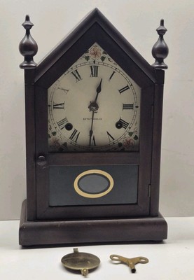 Vintage Seth Thomas 14" Sharon Steeple 8-Day Chime Mantle Clock Working ...